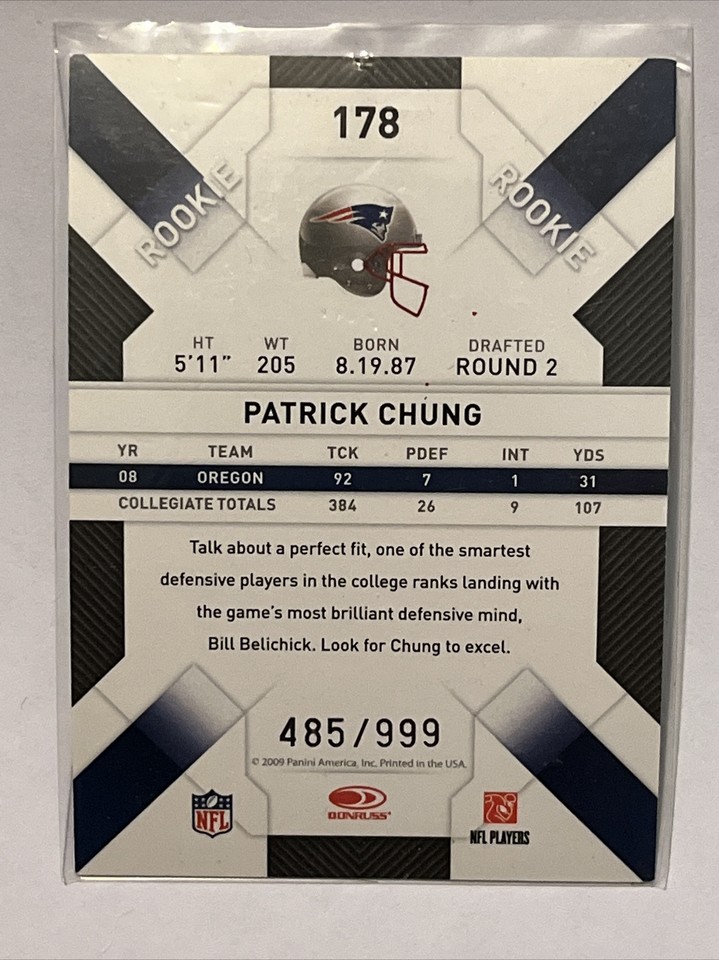 2009 Donruss Threads /999 Patrick Chung #178 Rookie RC | eBay