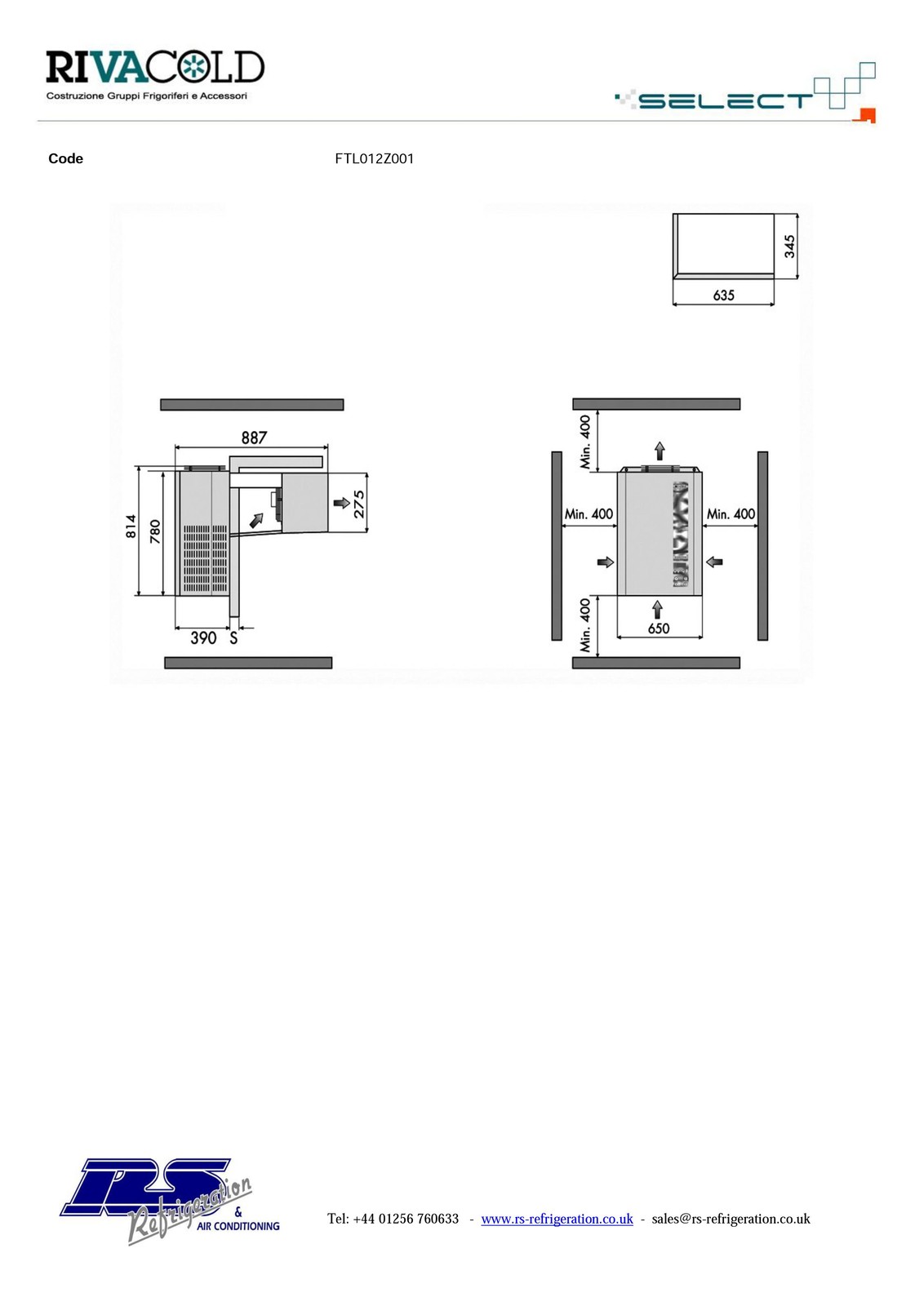 RIVACOLD MONOBLOCK UNIT, WALL MOUNTED, -20C FREEZER, 11m3 COLD ROOMS ...