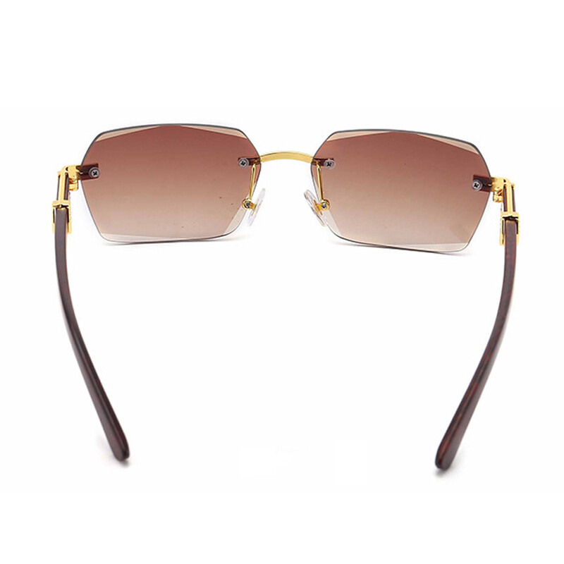 Rimless Rectangle Sunglasses Tinted Frameless Retro Classic Style ...