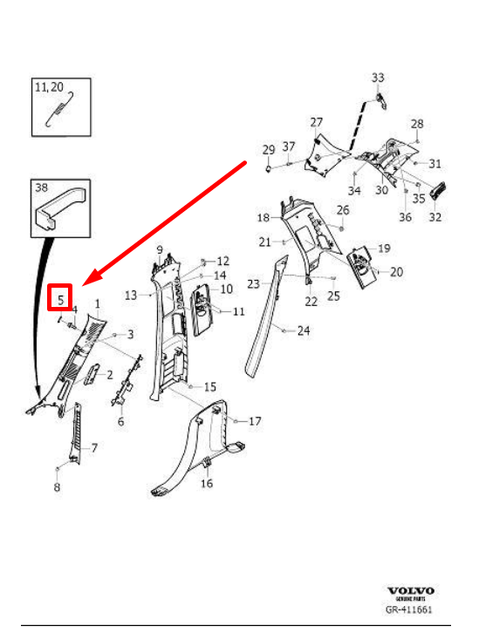 Volvo OEM 2016 Xc90 Interior-rear Pillar Trim Cap 39830528 for sale ...