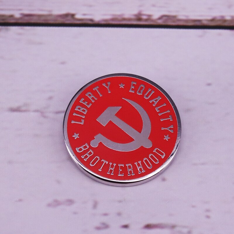 Hammer & Sickle Silver Red Enameling Communist Russia China Emblem Pin ...
