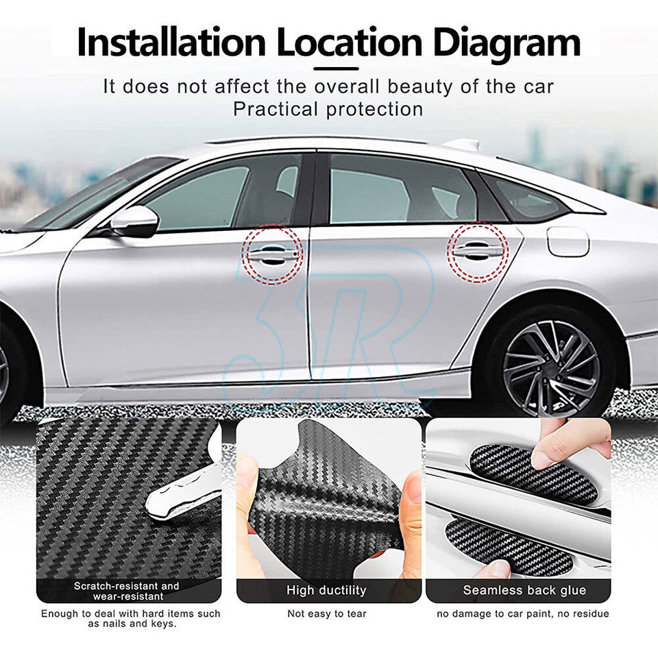 Black/SilverCar Door Handle Protector Film AntiScratch Sticker ...