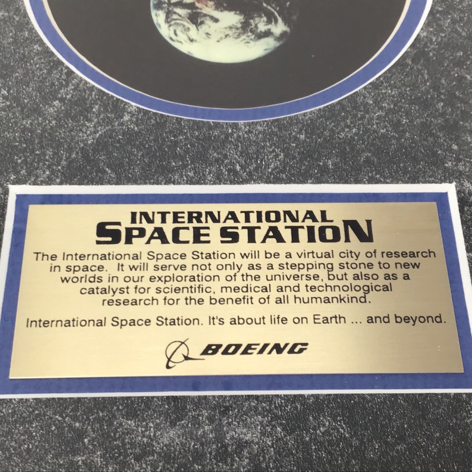 vintage NASA Int. Space Station framed commemorative plaque by Boeing ...
