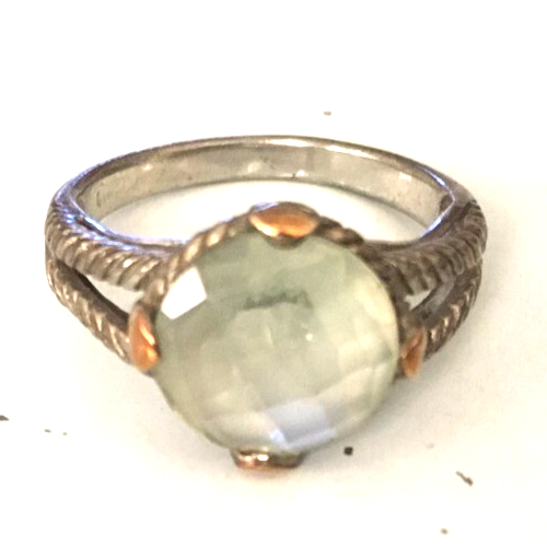 Vtg Ring MARKED 14K GOLD MC 925 STERLING SILVER Size 7 Aquamarine Band ...