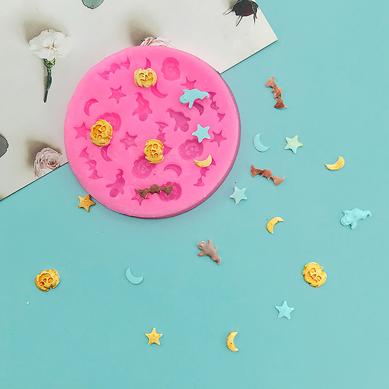 Halloween Silicone Mini Bat Pumpkin Diy Mould Moons Stars Epoxy Jewelry ...