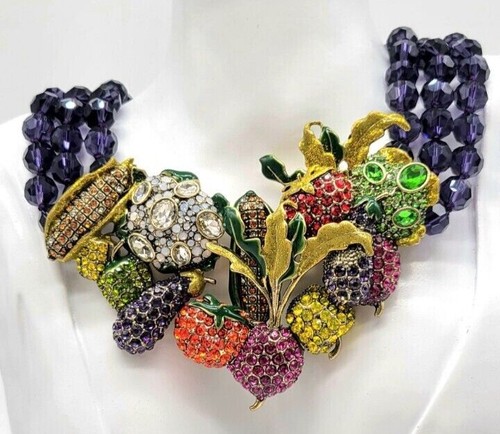 Heidi Daus Multicolor Swarovski Crystal Vegetable Harvest Bib Necklace ...