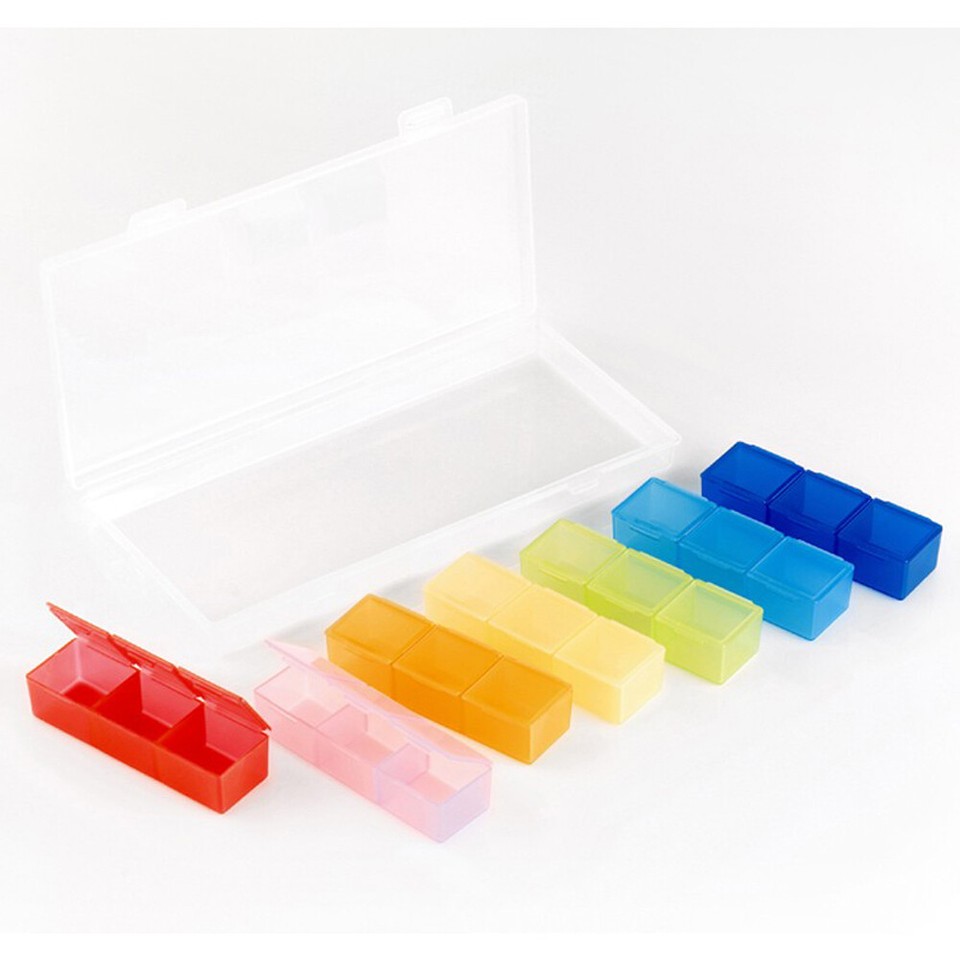 21-Slot Capsule Holder Box Non-toxic Colorful Vitamin Pills Containers ...