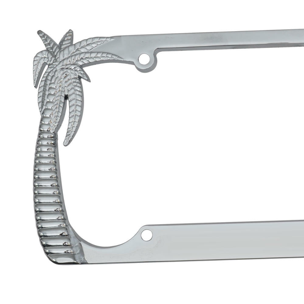 2PCS Stainless Steel Chrome Tropical Palm Tree License Plate Holder ...
