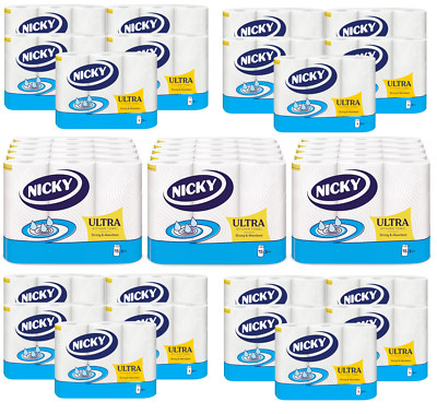 30 Nicky Ultra Kitchen Rolls White 3 Ply Super Absorbent Decorated 10x ...