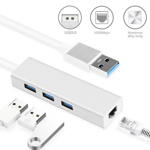 Hot 3 Port USB 3.0 Hub Gigabit to Ethernet Adapter Lan RJ45 Network to ...