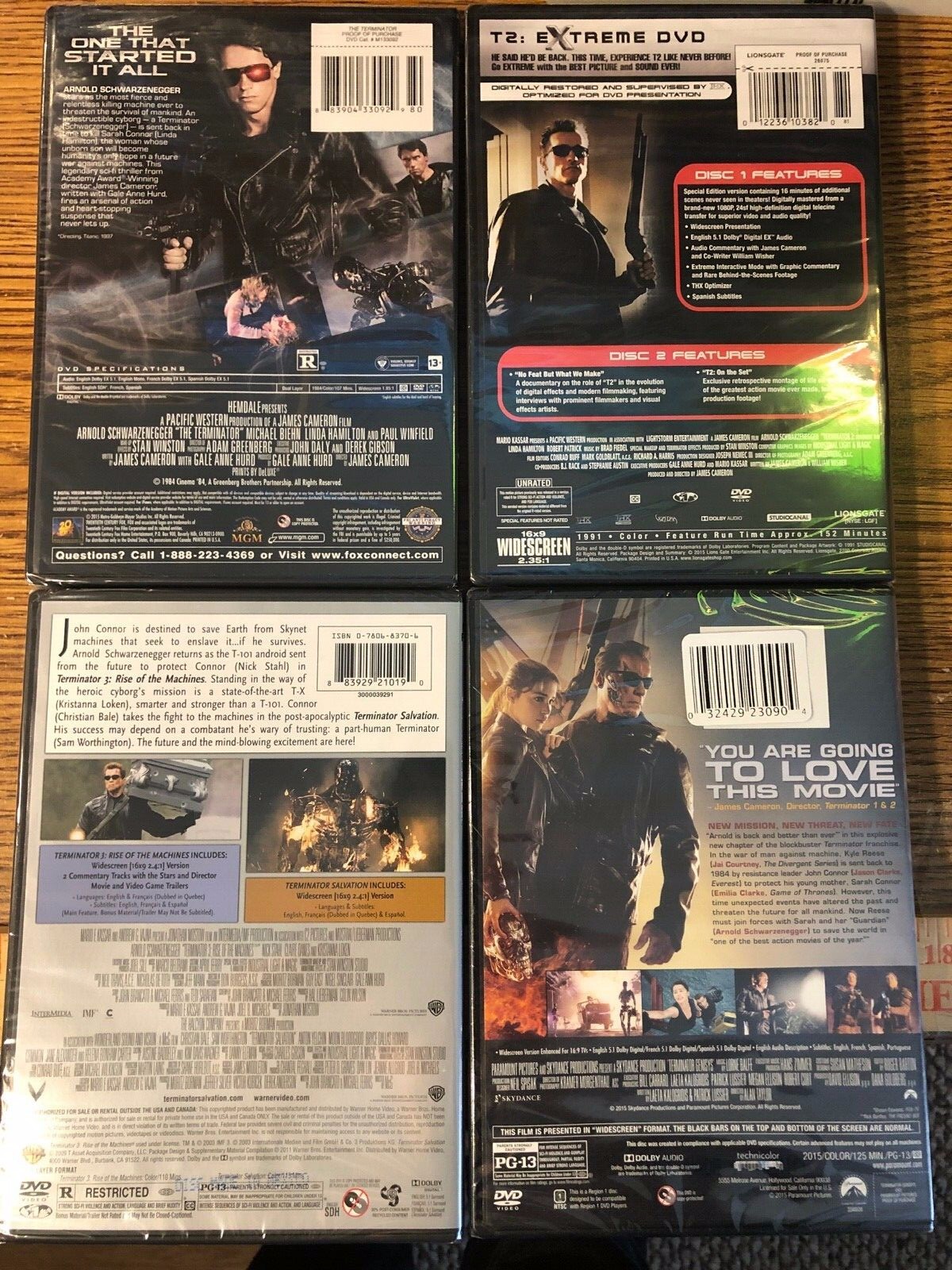 The Terminator DVD 1 2 3 4 5 Lot Collection Arnold Schwarzenegger NEW ...
