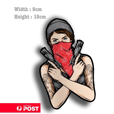 Gangster Tattooed Girl Double Gun Decal Sticker | eBay Australia