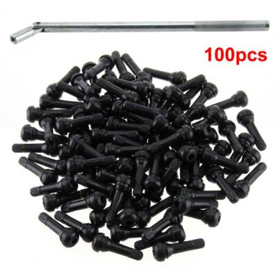 100 X TR414 Black TUBELESS RUBBER CAR TYRE WHEEL VALVES+METAL VALVE ...