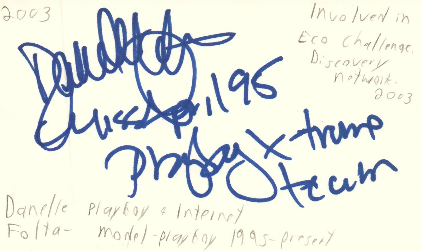 Danelle Folta Playboy Model Autographed Signed Index Card | eBay