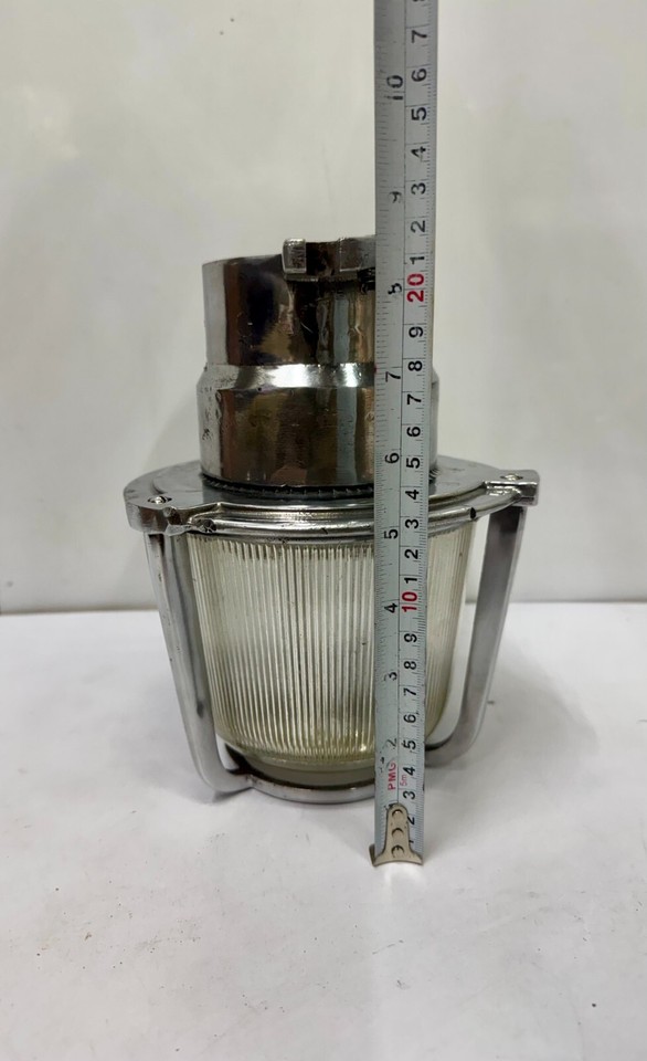 Refurbished Vintage Ribbed Glass EOW Aluminum Bulkhead Post Mount Light ...
