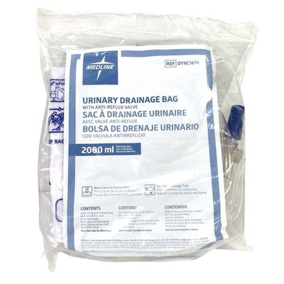 Lot of 5 Medline Ref DYNC1674 2000 mL Urinary Drainage Bag w/Anti ...