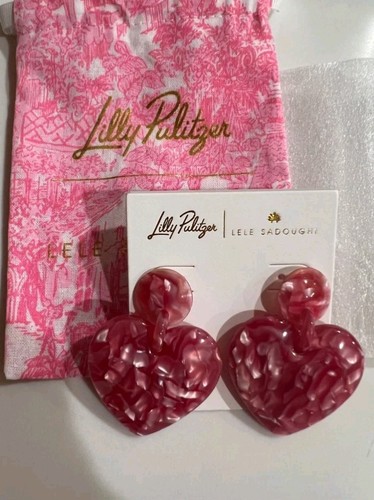 Lilly Pulitzer & Lele Sadoughi Heart Drop Earrings Passion Fruit Pink ...