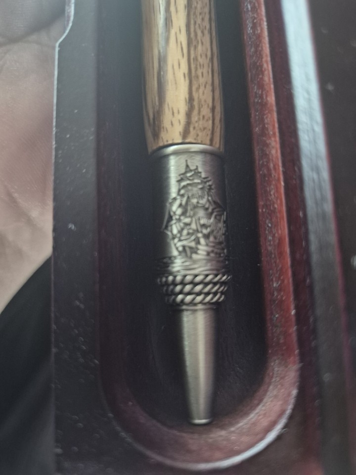 Handmade Nautical Teak Pen – Engraved Tall Ship, Boater Gift New in Box ...