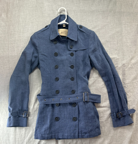Burberry Brit Trench Coat Women 10 Petite Balmoral Double Breasted ...