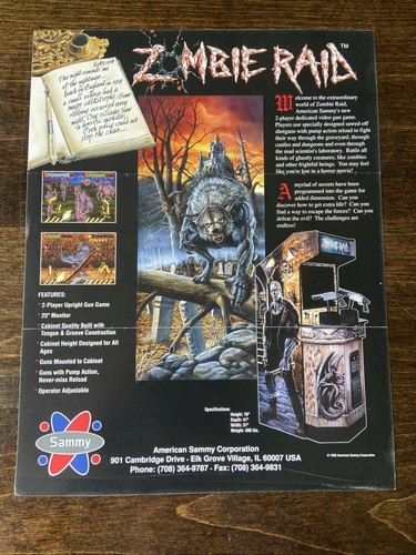 Sammy Zombie Raid Arcade Pinball FLYER Original Ad Promo 1995 Poster ...