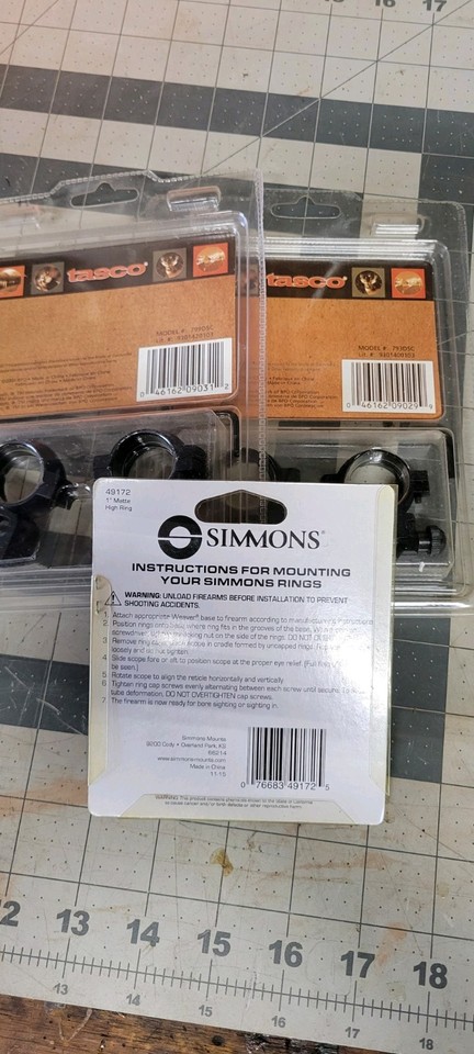 3 new sets Simmons Scope Rings 1" Inch High Rings 49172 lot Tasco | eBay