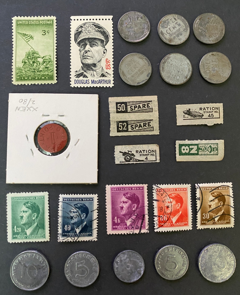 WWII Allies vs Axis Collectible Set – U.S. & German Coins, Stamps ...