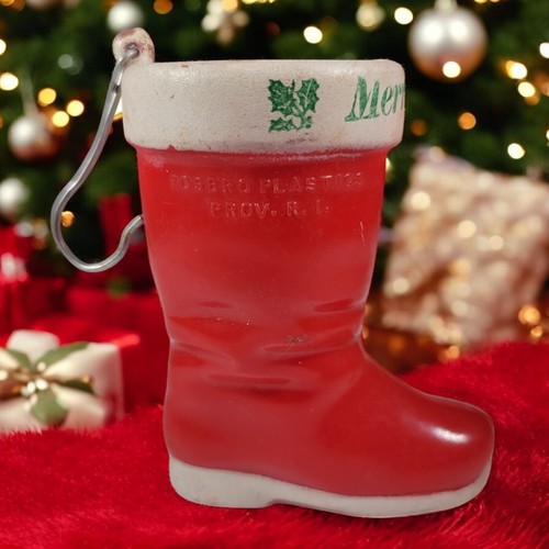 Vintage 1950's Rosbro Red Plastic Santa Boot Ornament Made in U.S.A. | eBay