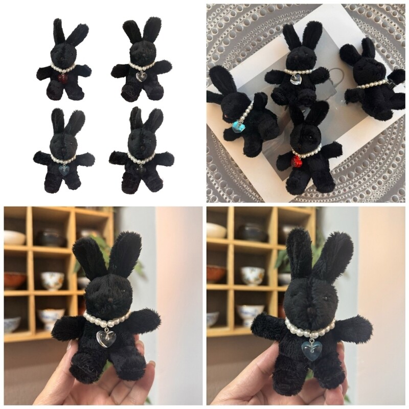 Fun Rabbit Keyring with Necklacet Stuffed Bunnys Pendant Key Rings for ...