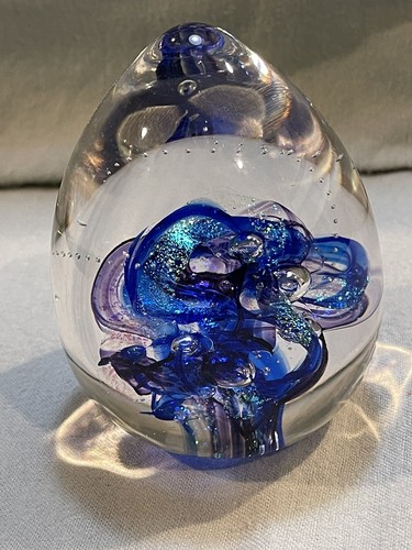 Vintage 2001 David Wilson Studio Art Glass Cobalt Blue & Green Swirl ...