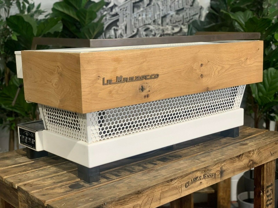 LA MARZOCCO LINEA CLASSIC 3 GROUP WHITE, WOOD & TIMBER HANDLES ESPRESSO ...