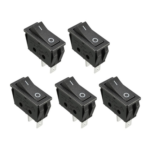 5 PCS AC 250V/16A 125V/16A Snap In Boat Rocker Switch SPST On/Off Black ...