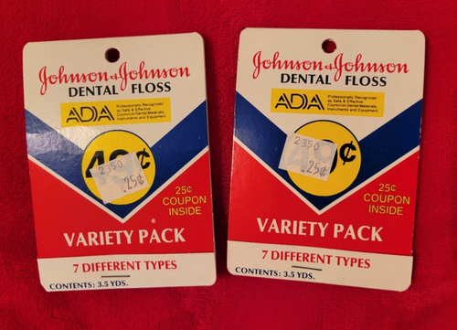 VTG Johnson & Johnson Dental Floss Sample Variety Pack w/ Coupon 80s 7 ...