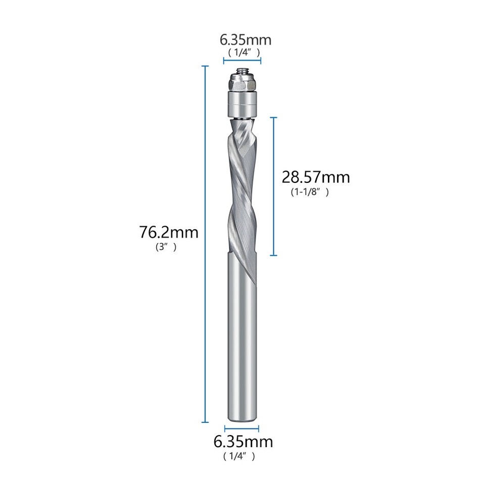 Spiral Flush Trim Router Bit Solid Carbide UP & Down Compression Router ...
