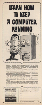 1966 Control Data Institute: Keep Computer Running Vintage Print Ad | eBay