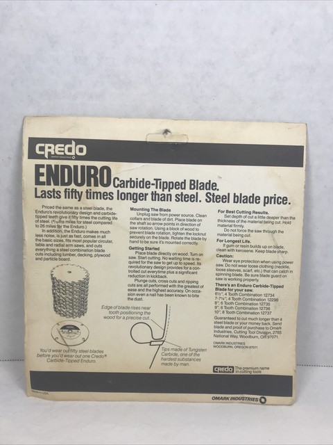 Credo Carbide Blade 4 Teeth 7-7 1/4" Enduro Combination Wood Ripping ...