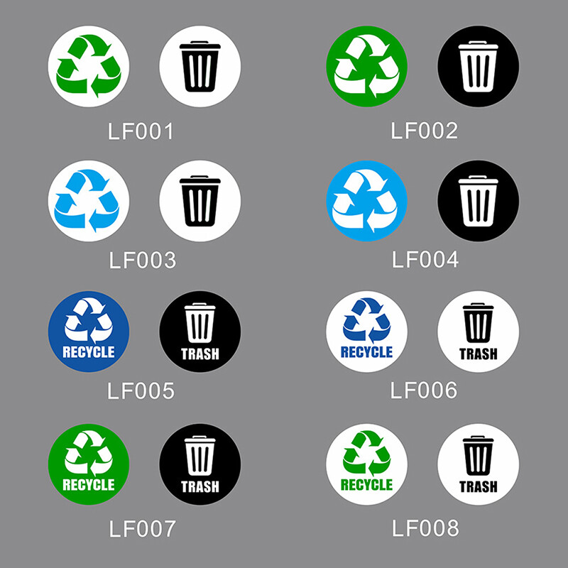6pcs Diameter 5inch PVC Recycle Trash Bin Sticker Vinyl Stickers Decal ...