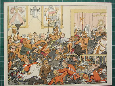 1880 MILITARY COMIC PRINT ~ SHAKESPEARE QUOTE ~ OFFICERS SOLDIERS ARMY ...