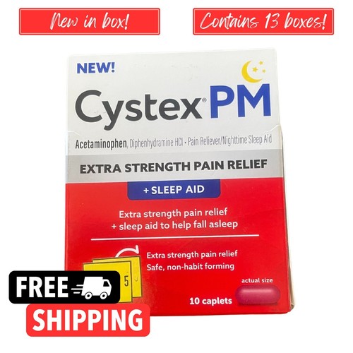 Compare To Tylenol PM, Cystex PM 10 Caplets Brand New In Box FREE ...