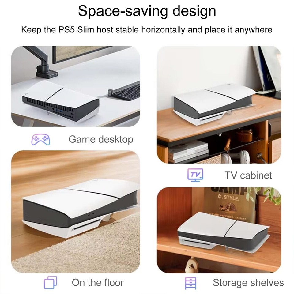 2X Horizontal Stand for PS5 Slim Disc Edition Console Cooling Feet ...