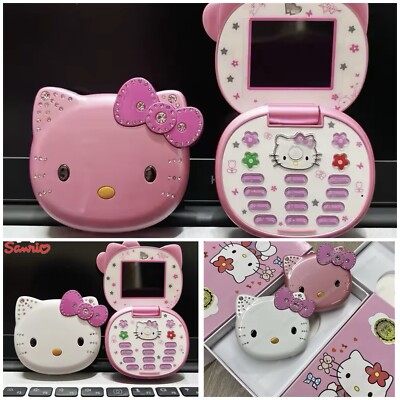 Hello Kitty Flip Phone Mobile Cell Camera Sim Card Sanrio Gift White ...