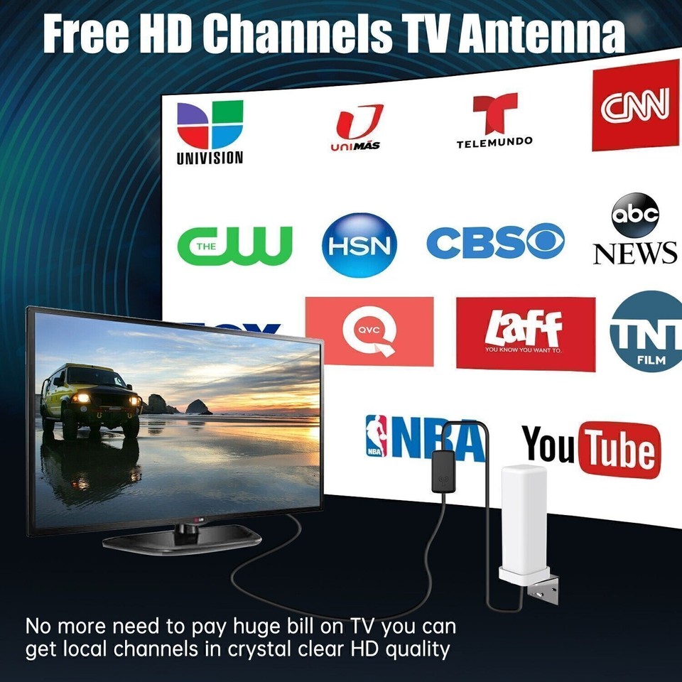 6000 Mile Outdoor TV Antenna Digital HDTV 4K Amplified 360° UHF VHF ...