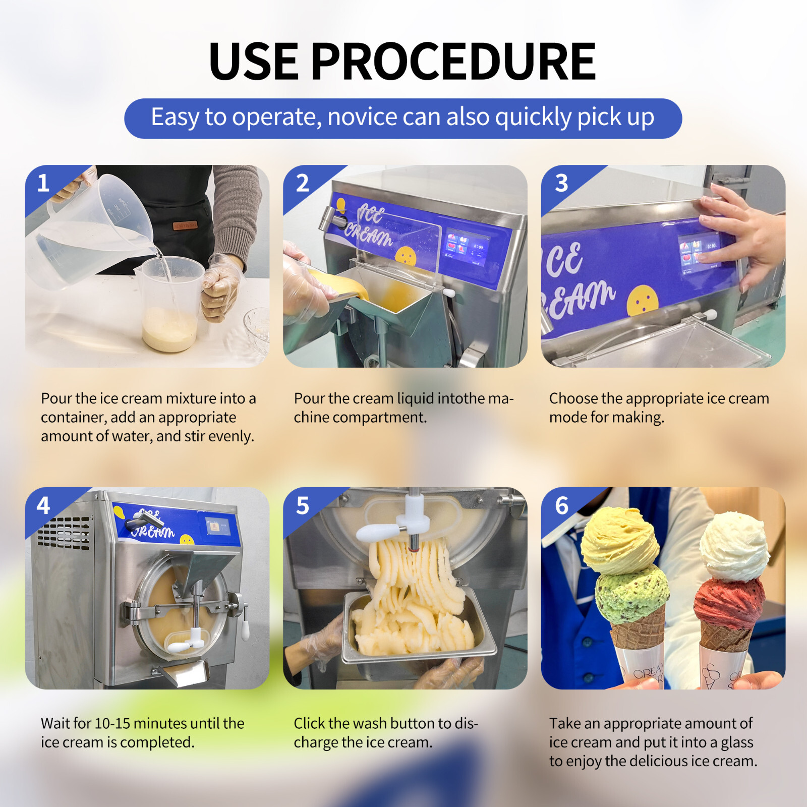 Wixkix Sorbet Maker Machine Commercial 16 Gal/H Hard Serve Ice Cream ...