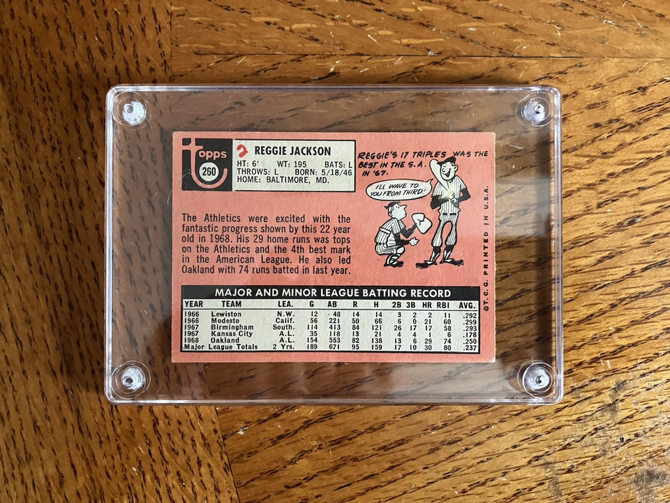REGGIE JACKSON 1969 TOPPS ROOKIE CARD # 260 1-FAMILY OWNED VERY NICE ...