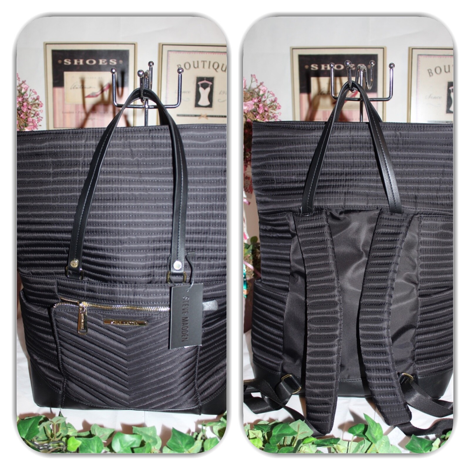 UNIQUE STEVE MADDEN EXTRA LARGE BLACK BACKPACK! | eBay