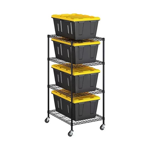 Seville Classics 4-Tier NSF Steel Wire Tote Shelving, 25"W x 33"D x 60 ...