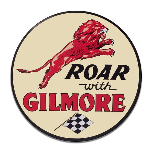 Gilmore Gas Signs Reproduction Roar with Gilmore Gas Round MDF Wood ...