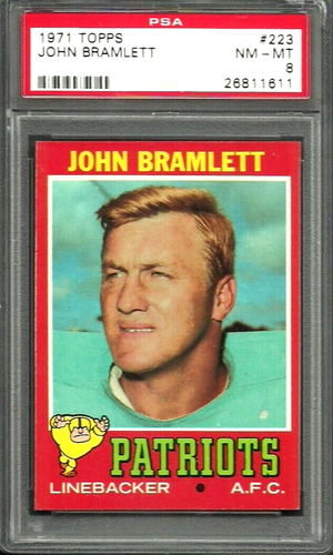 1971 Topps Football #223 John Bramlett PSA 8 NM-MT POP 45 Boston ...