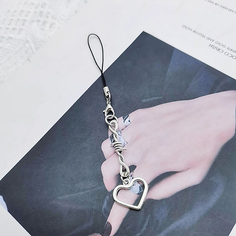 Y2K Phone Key Chain Cellphone Star Butterfly Charms Pendant Cute Rope ...