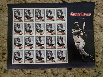 2024 USPS Hank Aaron Forever 20 Count Stamp Sheet Major League Baseball ...