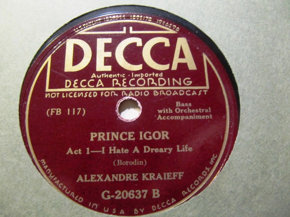 RUSSIAN 1930 ALEXANDRE & Maria KRAIEFF Prince Igor Song of Galitzky ...